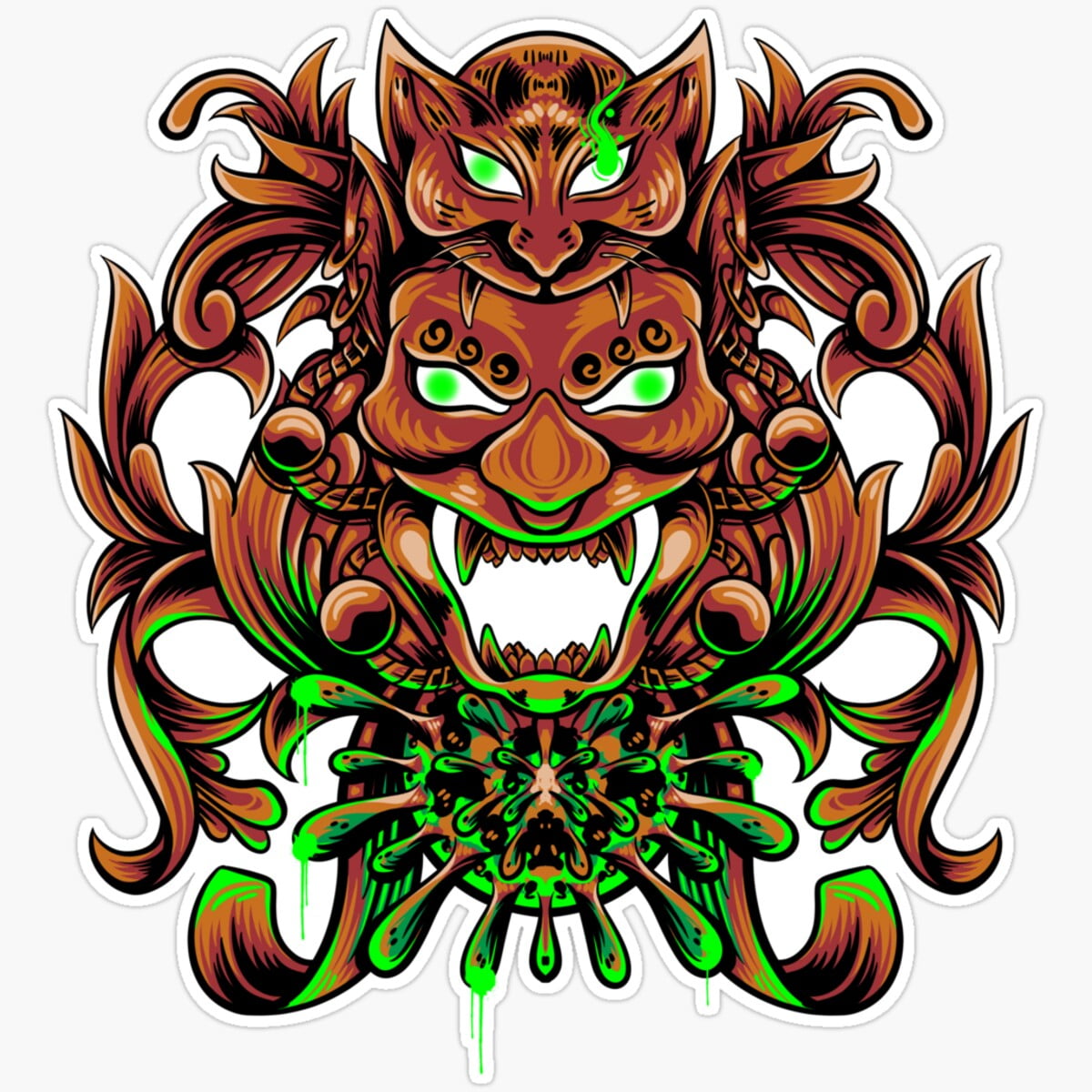 DOPASTICKER Japanese Oni Mask Samurai Sticker Decorative Laptop, Phone ...