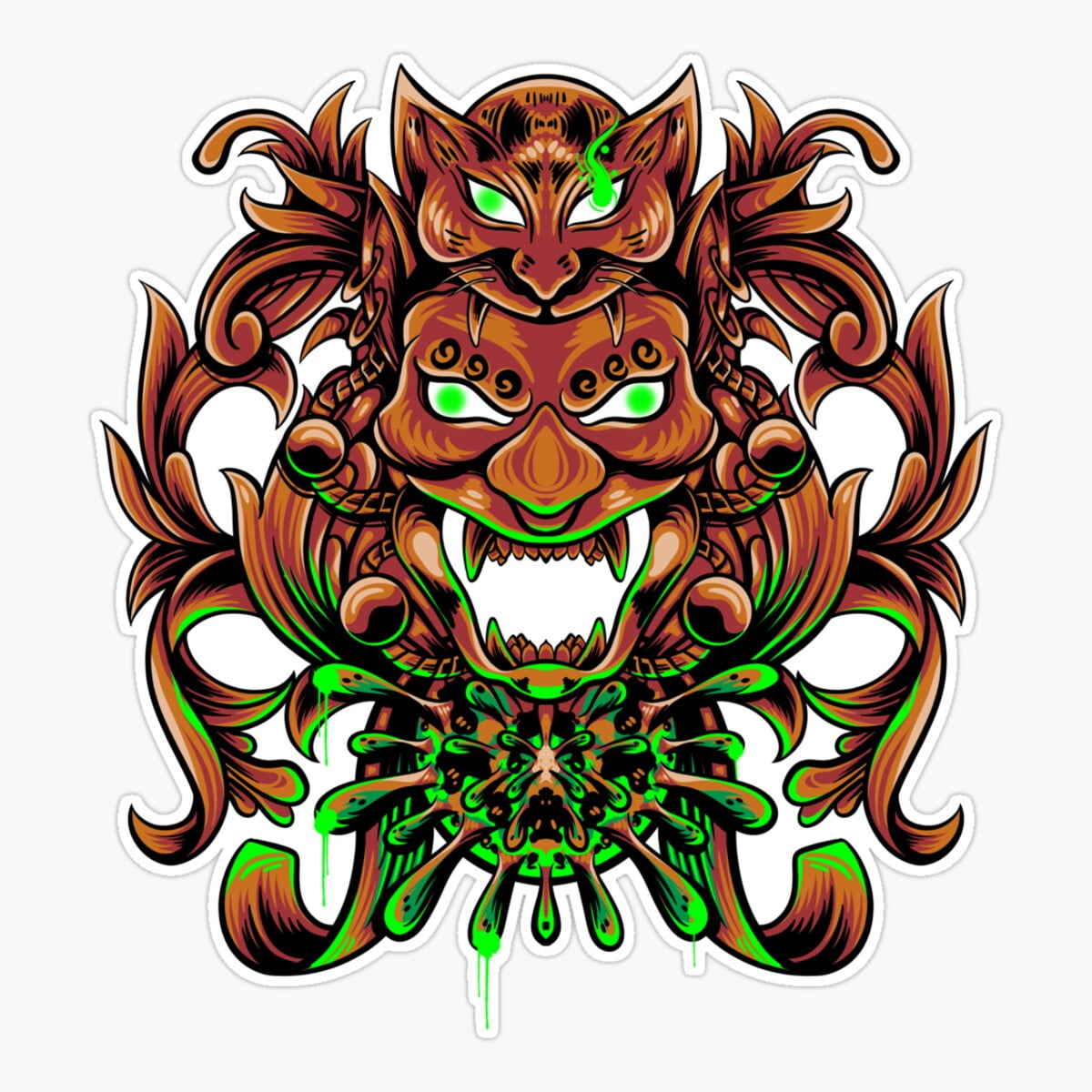 DOPASTICKER Japanese Oni Mask Samurai Sticker, Phone Sticker Car ...