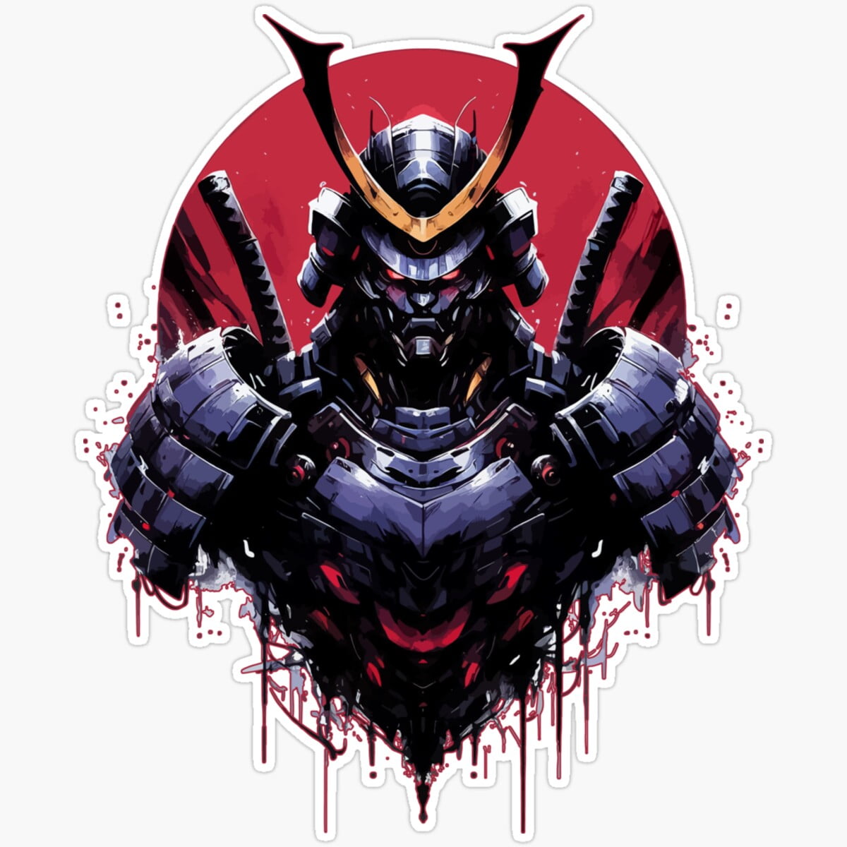 DOPASTICKER Japanese Oni Samurai Mecha Demon Sticker Decorative Laptop ...