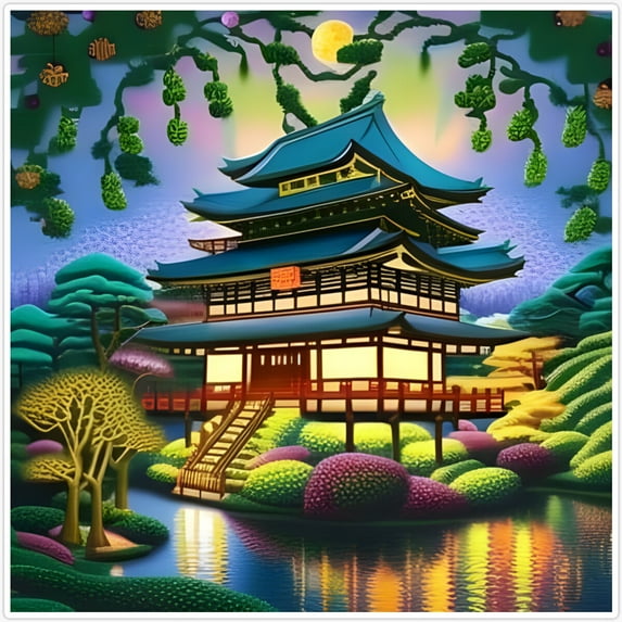 DOPASTICKER Japanese Pagoda And Garden Sticker Decorative Laptop, Phone ...