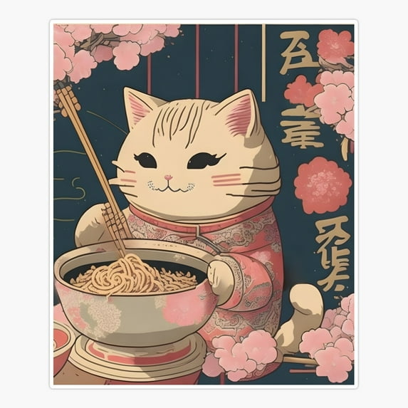 DOPASTICKER Japanese Ramen Cat Fantasy Art Sticker, Phone Sticker Car ...