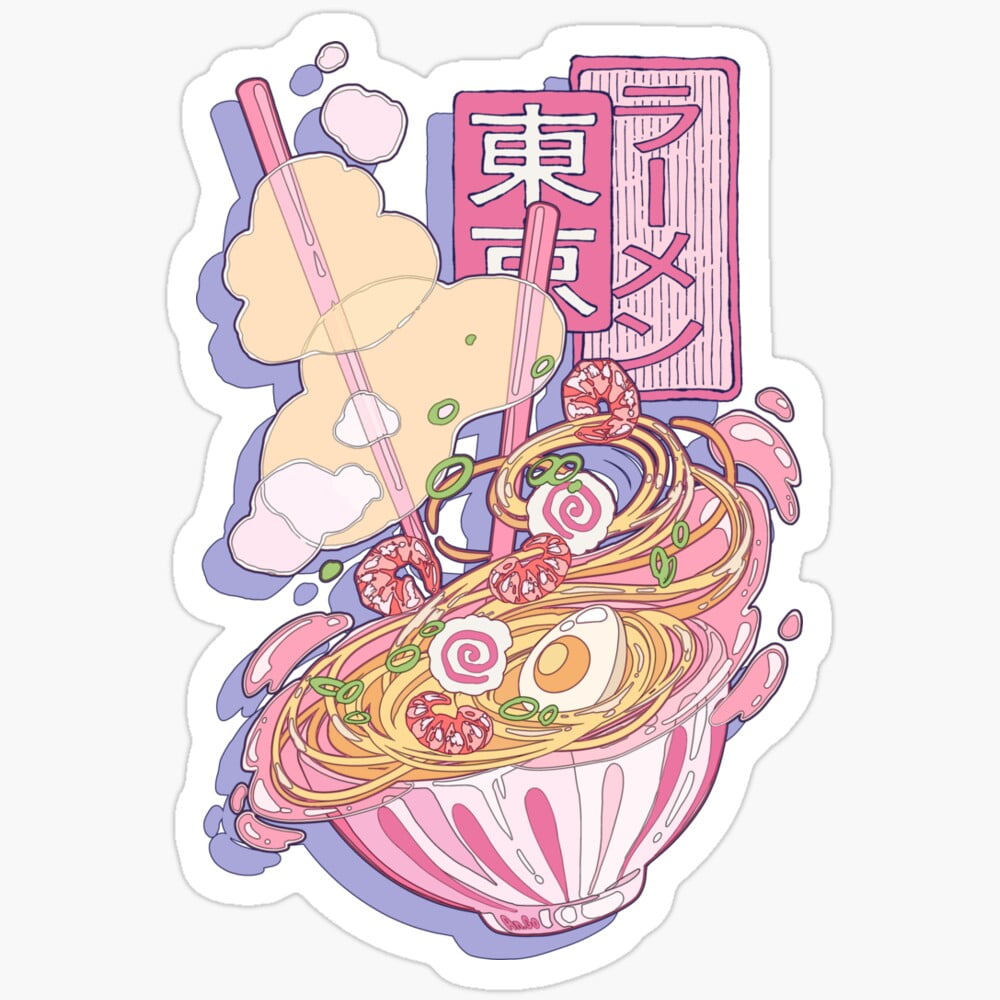 DOPASTICKER Japanese Ramen Noodles In Bowl Sticker Phone Decal Water ...