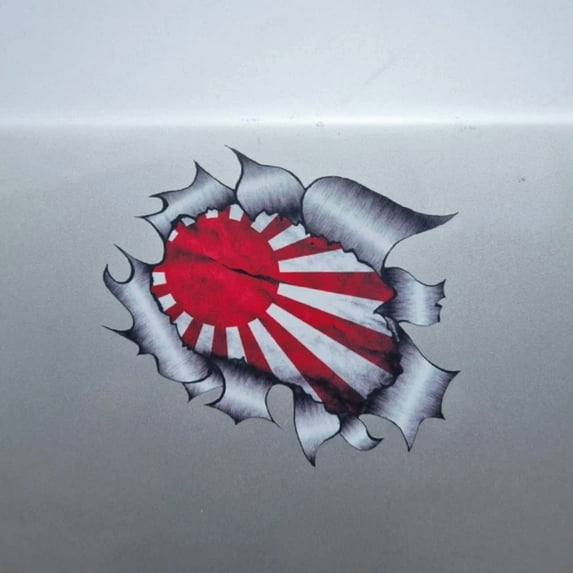 DOPASTICKER Japanese Rising Sun Flag Jdm Ripped Open Metal Sticker For ...