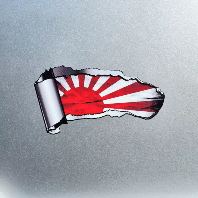 DOPASTICKER Japanese Rising Sun Flag Ripped Metal Slash Sticker Decal ...
