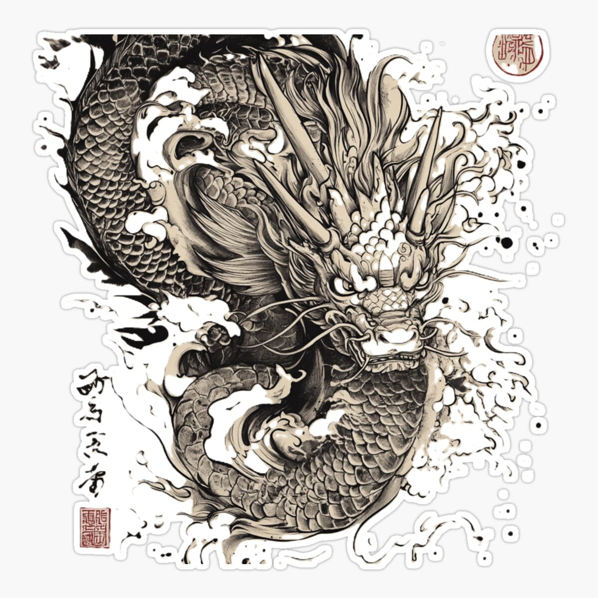 DOPASTICKER Japanese Ryu Dragon Mythology Sticker, Phone Sticker Car ...