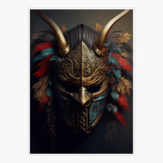 DOPASTICKER Japanese Samurai Mask, Japanese Art, Japanese History ...