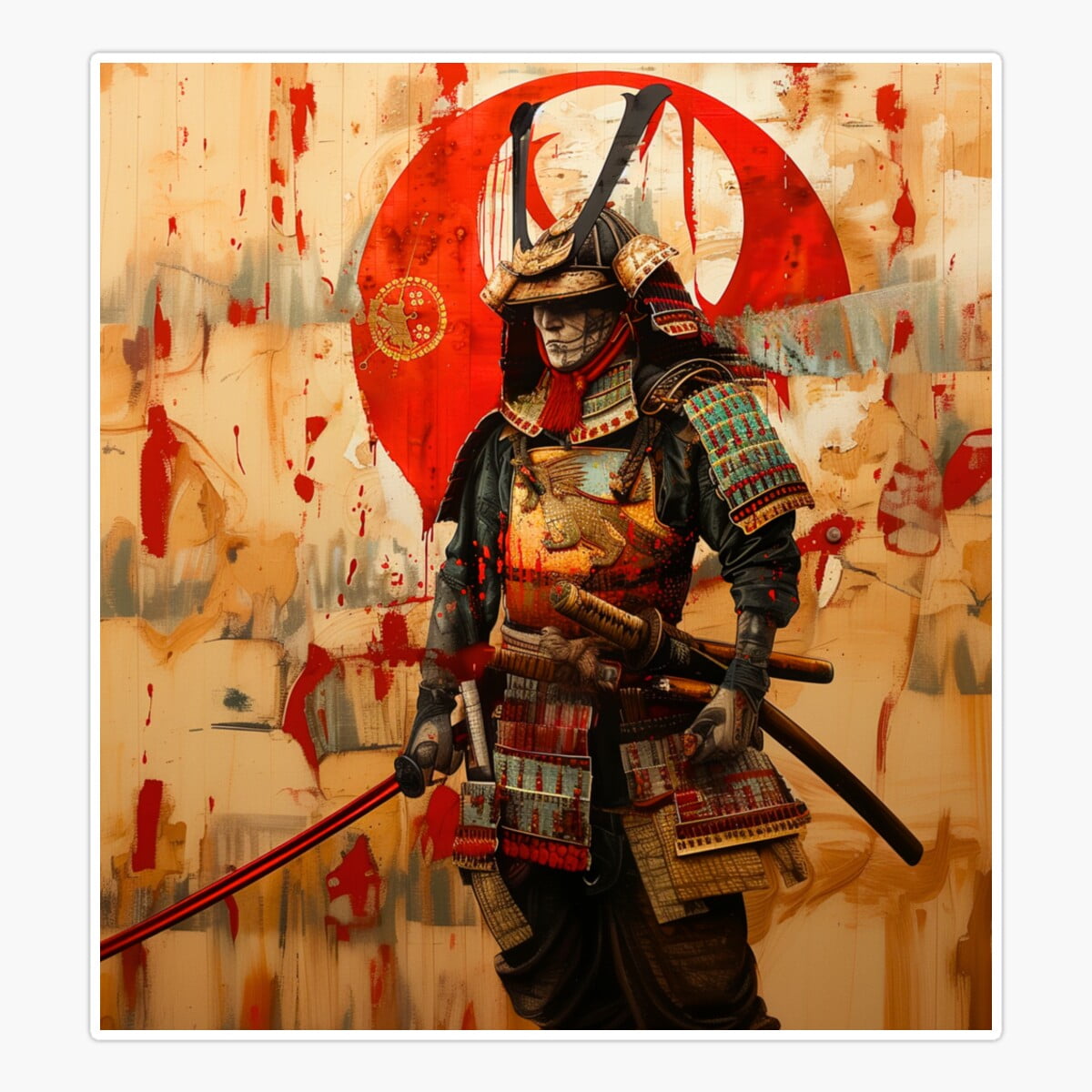 DOPASTICKER Japanese Samurai Sticker, Phone Sticker Water Bottle ...