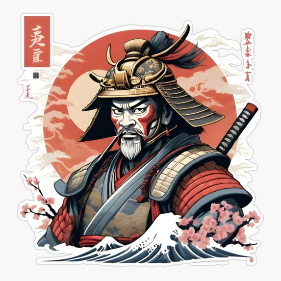 DOPASTICKER Japanese Samurai Sticker, Phone Sticker Water Bottle ...