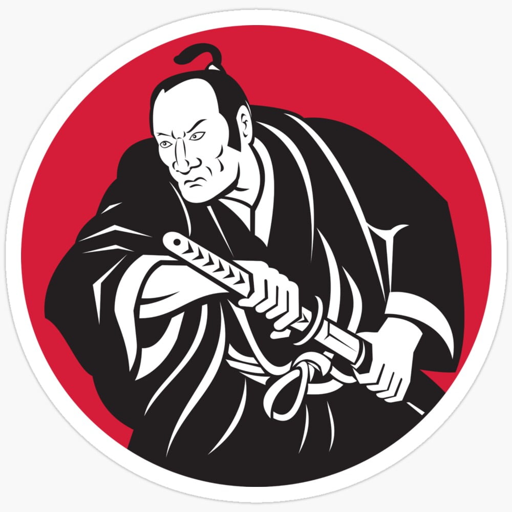 DOPASTICKER Japanese Samurai Warrior Drawing Sword Sticker Phone Decal ...