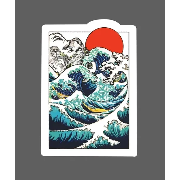 DOPASTICKER Japanese Sea Sticker Red Sun Ocean Beach Tropical Gift ...