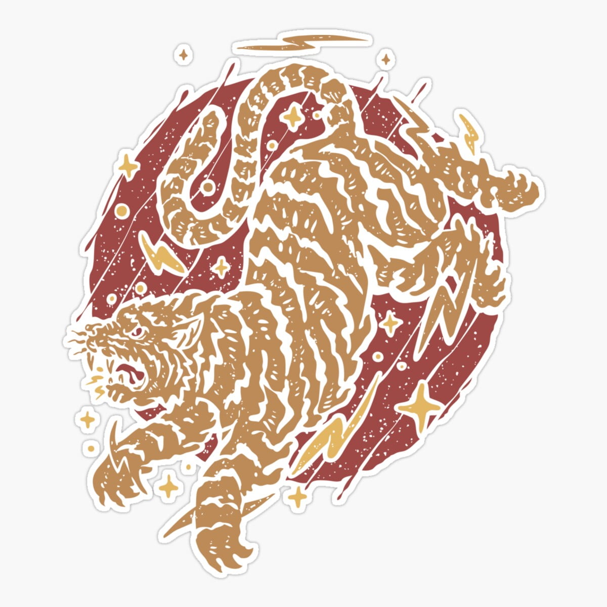 DOPASTICKER Japanese Style Tiger Sticker, Phone Sticker Car Stickers ...