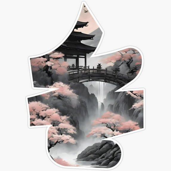 DOPASTICKER Japanese Sumi Ink Art #2 Sticker Decorative Laptop, Phone ...