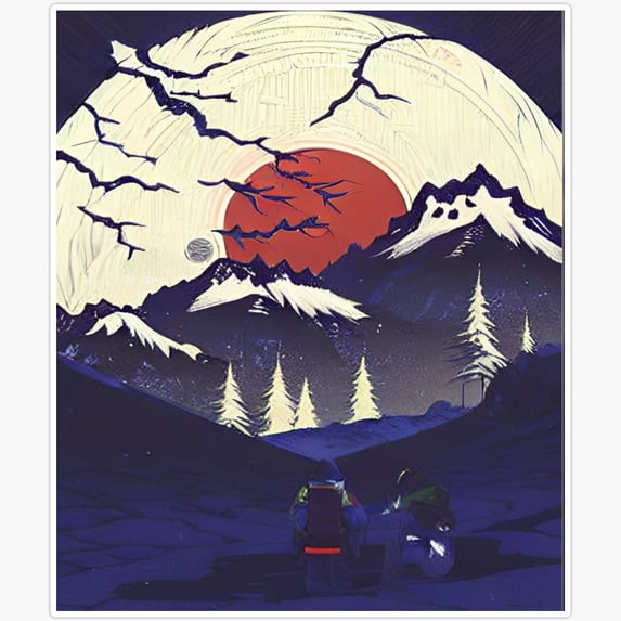 DOPASTICKER Japanese Sunset No.1 Sticker Decorative Laptop, Phone ...