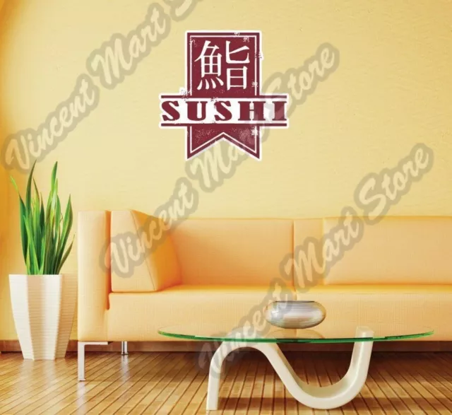 DOPASTICKER Japanese Sushi Fish Restaurant Grunge Wall Sticker Room ...