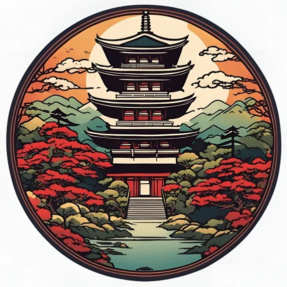DOPASTICKER Japanese Temple Sticker Phone Decal Water Bottle Stickers ...