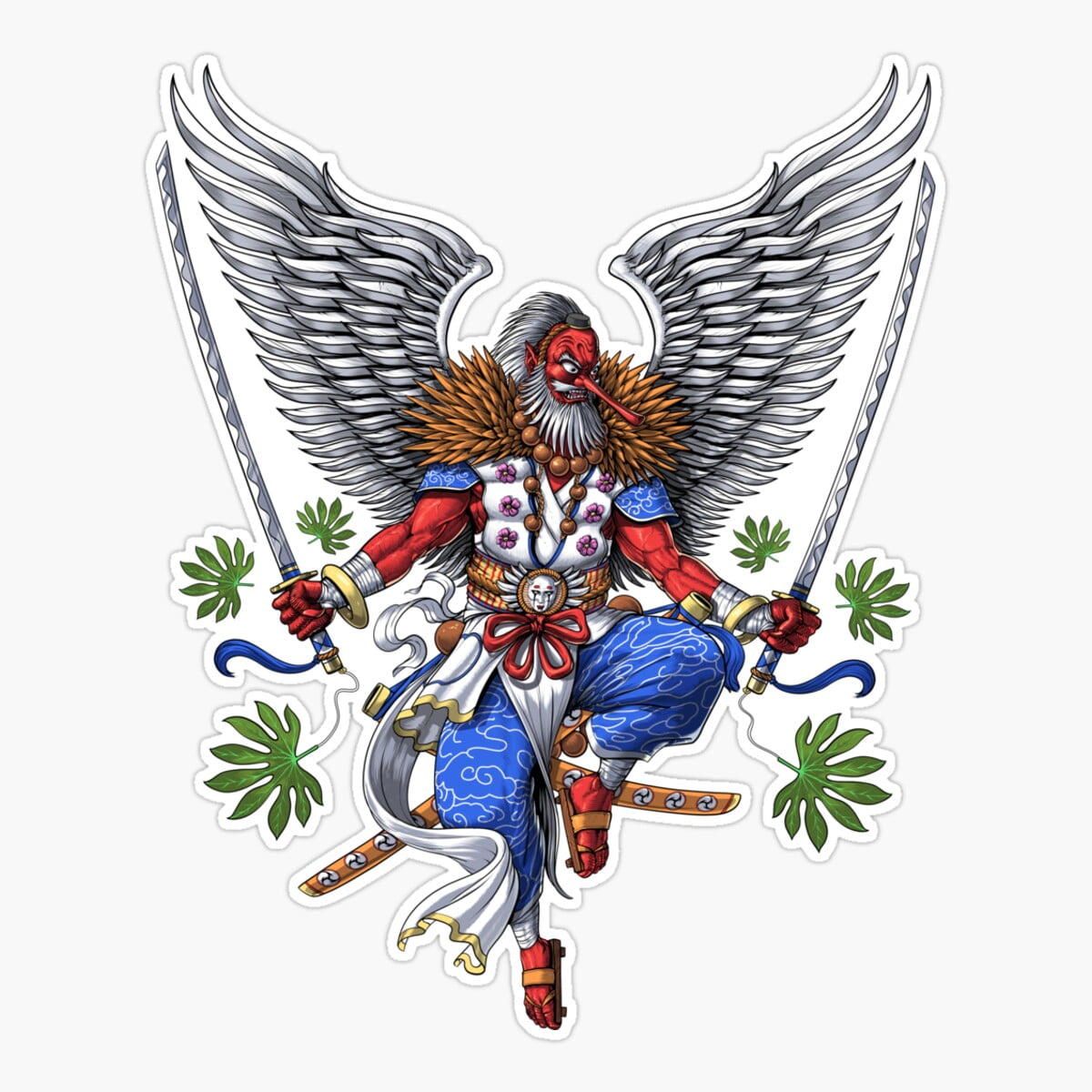 DOPASTICKER Japanese Tengu Samurai Sticker, Phone Sticker Car Sticker ...