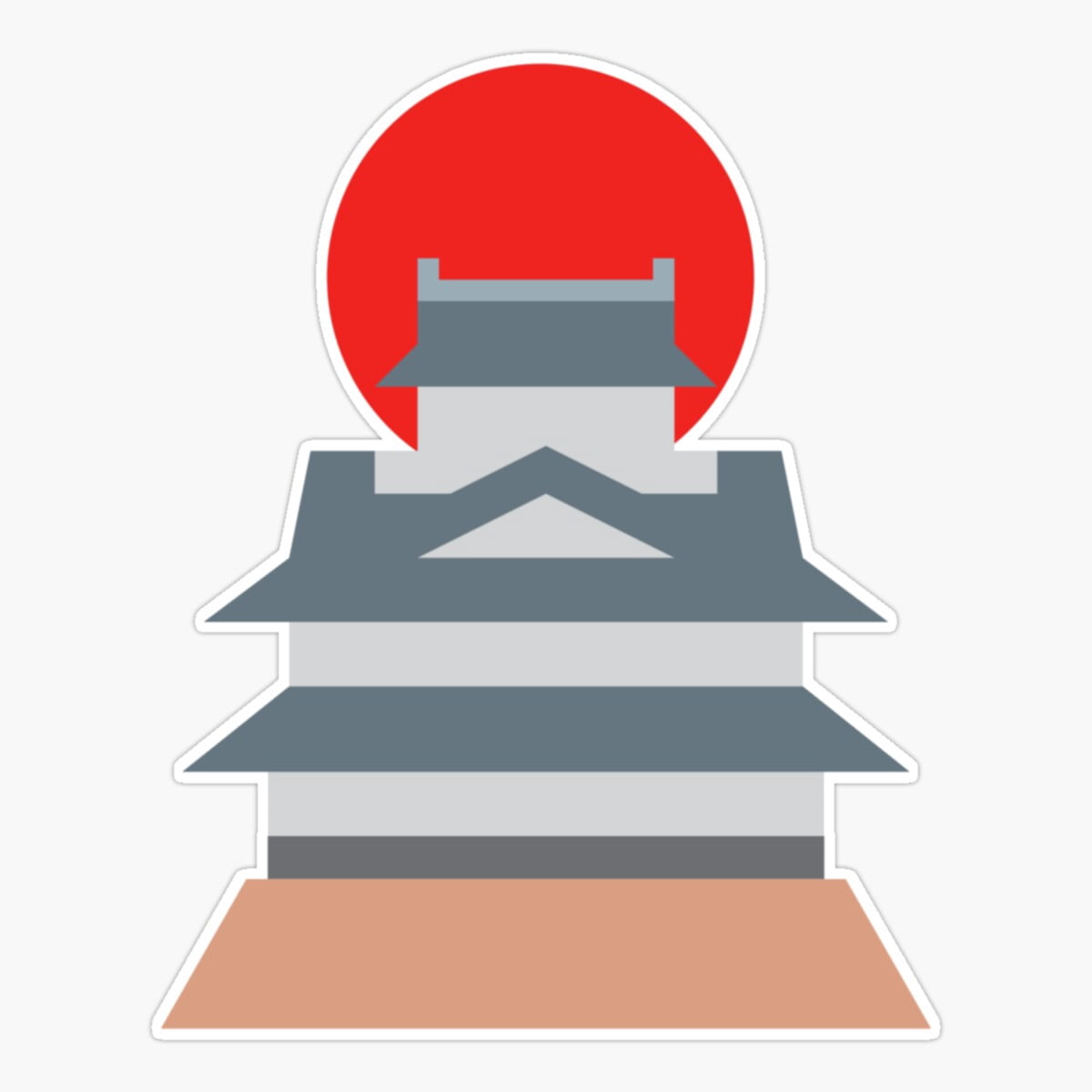 DOPASTICKER Japanese Tower Red Rising Sun Sticker, Phone Sticker Car ...