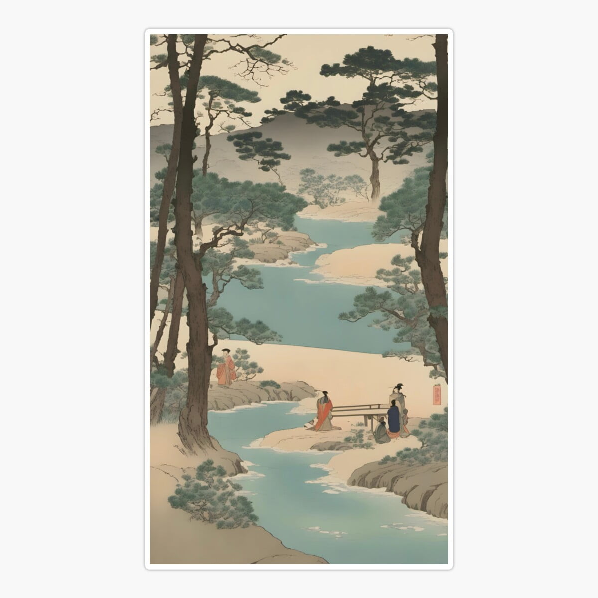 DOPASTICKER Japanese Ukio-E Inspired Wall Art #5 Sticker, Phone Sticker ...