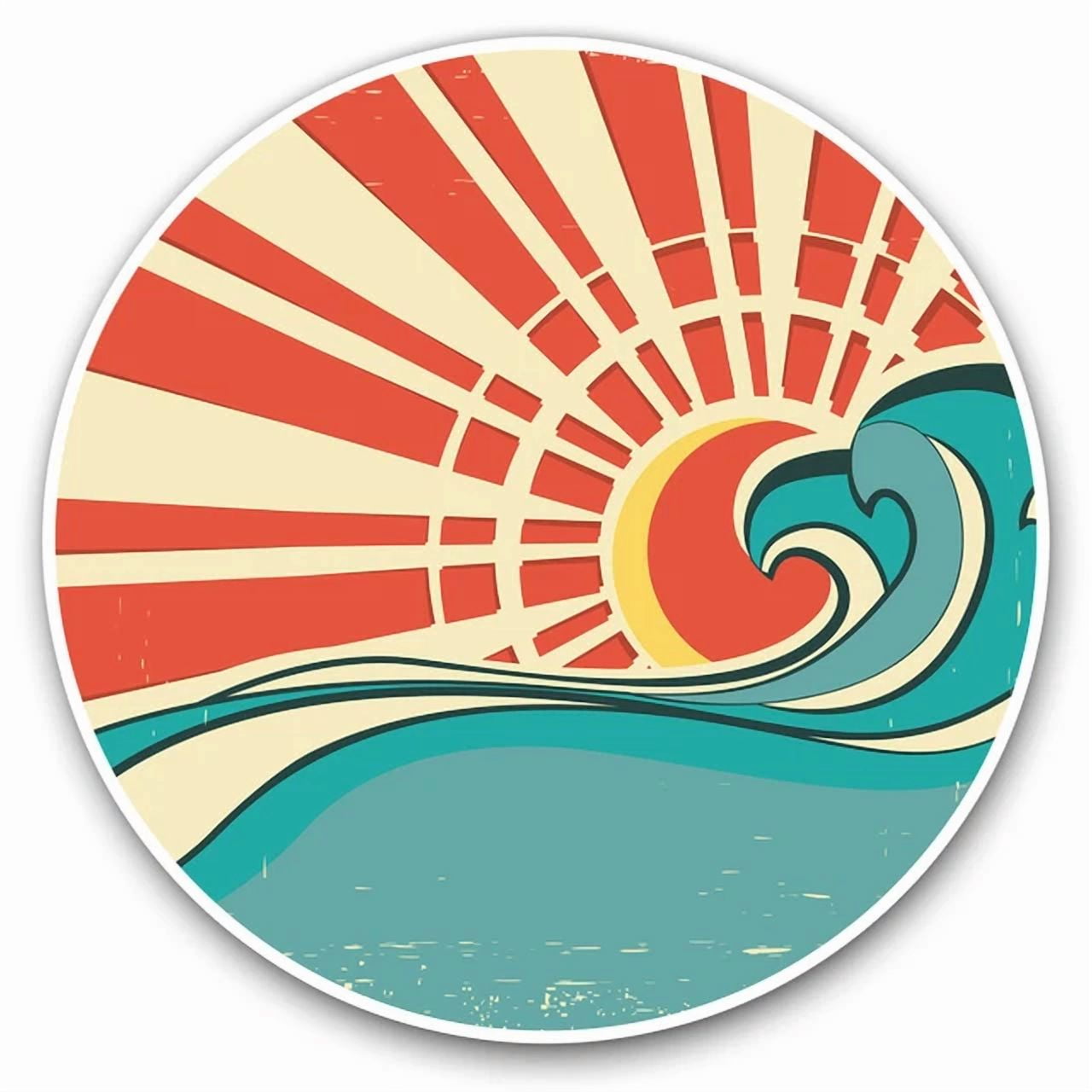 DOPASTICKER Japanese Wave Art Japan Sun Cool Gift Decorative Laptop, Phone Stickers, Waterproof ...