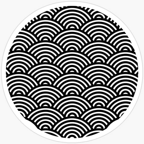 DOPASTICKER Japanese Wave Pattern Black Sticker Phone Sticker, Latop ...