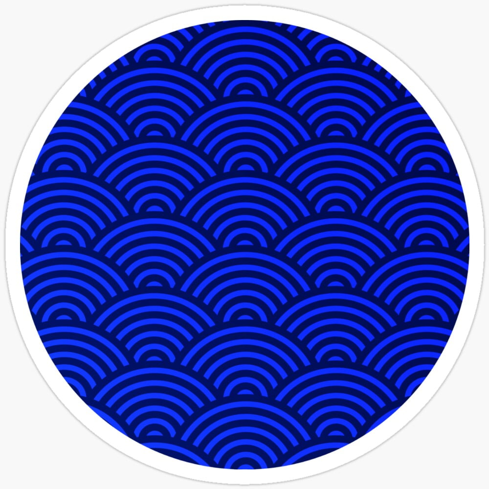 DOPASTICKER Japanese Wave Pattern Blue Sticker Phone Sticker, Latop ...