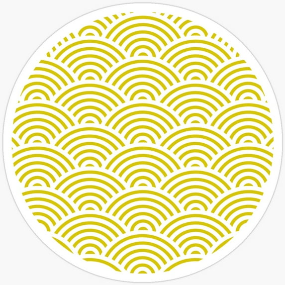 DOPASTICKER Japanese Wave Pattern Gold Sticker Phone Sticker, Latop ...