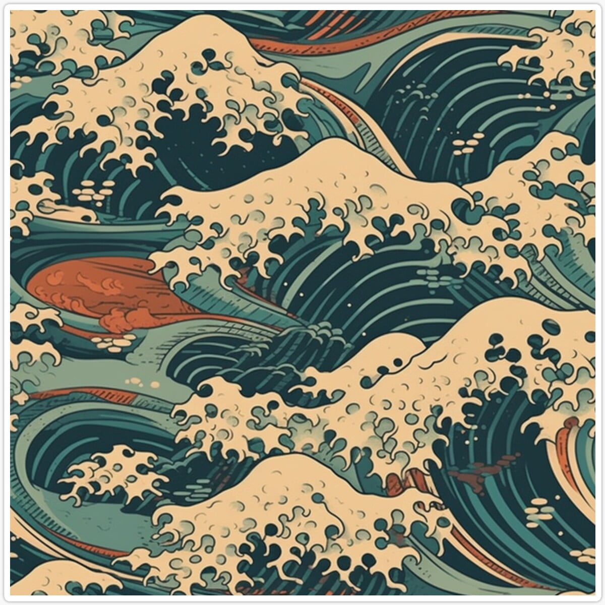 DOPASTICKER Japanese Wave Pattern For Prints And Stationery ...