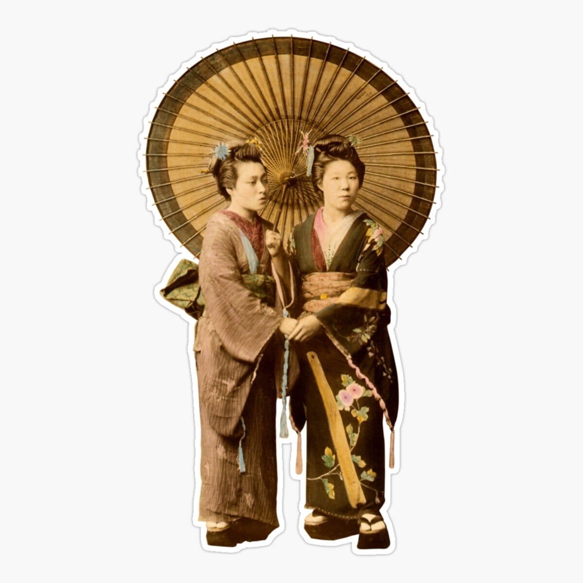 DOPASTICKER Japanese Women Holding Parasol - 1877 Sticker, Phone ...