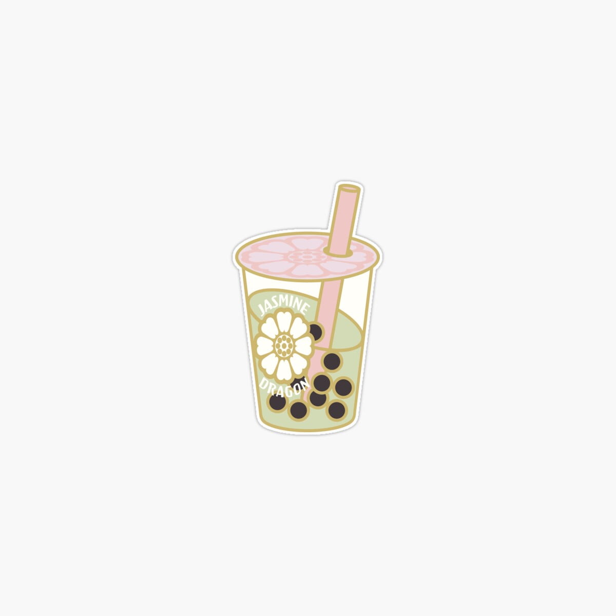 DOPASTICKER Jasmine Dragon Boba Milk Tea Sticker, Phone Sticker Car ...
