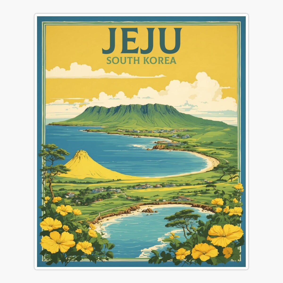 DOPASTICKER Jeju South Korea Tourism Vintage Poster Sticker, Phone ...