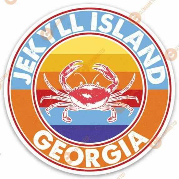 DOPASTICKER Jekyll Island Crab Sticker - Georgia Surfing Beach Island ...