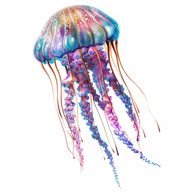 DOPASTICKER Jellyfish Sticker Watercolor Blue Ocean Animal Sea Salt ...