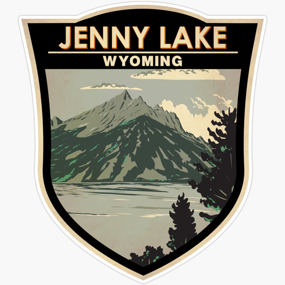 DOPASTICKER Jenny Lake Wyoming Travel Art Badge Sticker Decorative ...