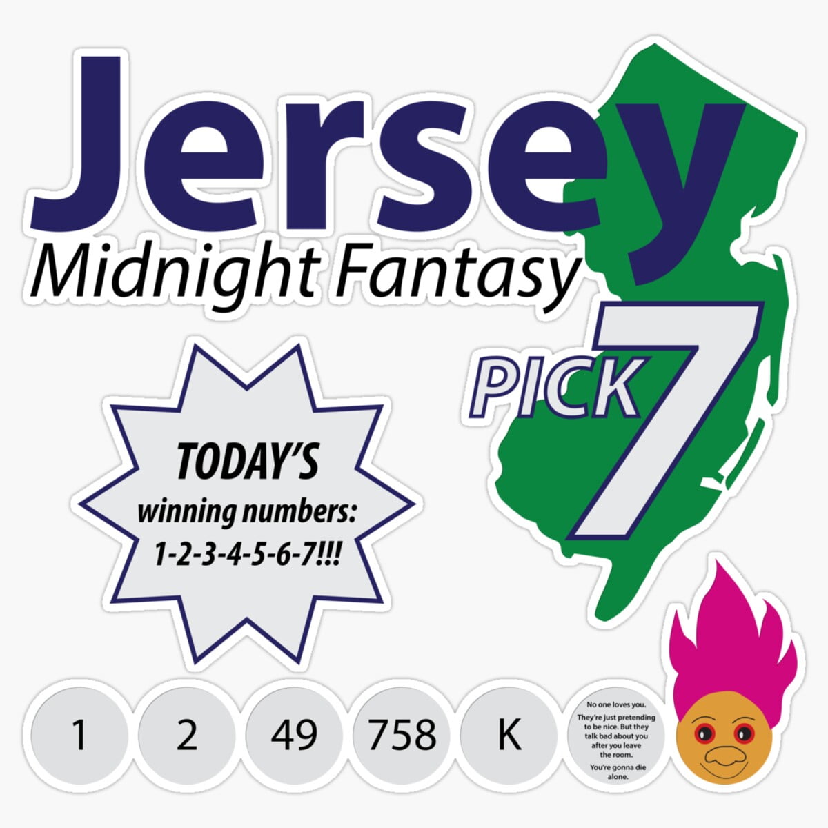 DOPASTICKER Jersey Midnight Fantasy Pick 7 Sticker, Phone Sticker Car ...