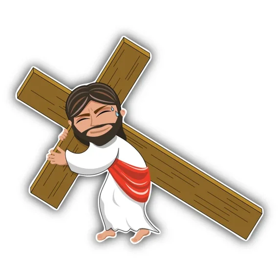 DOPASTICKER Jesus Carrying Heavy Cross Religion Sticker Decal Phone ...