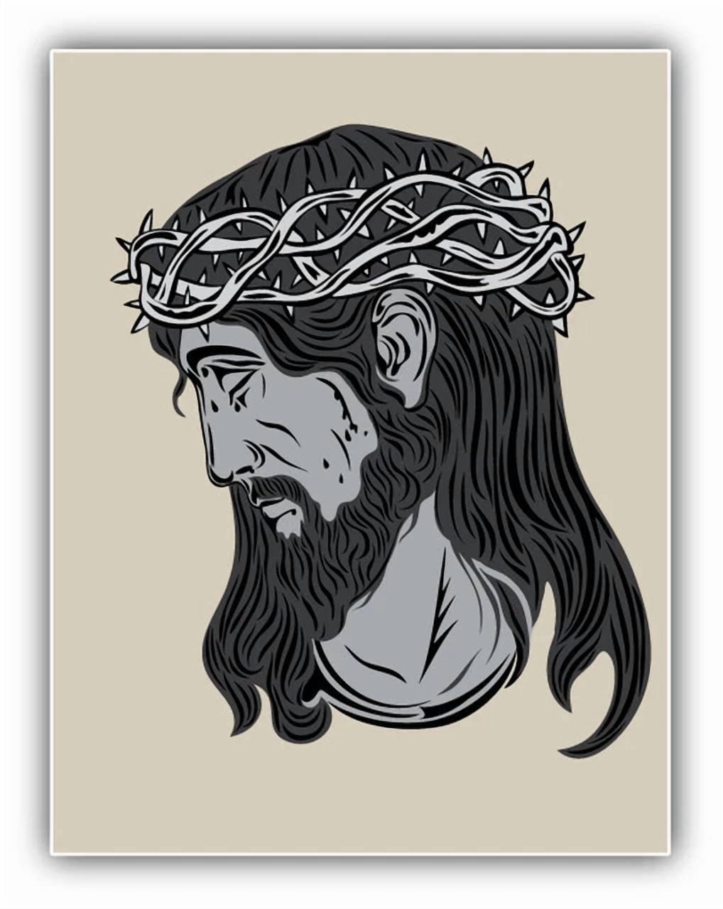DOPASTICKER Jesus Christ Head Religion Car Sticker Phone Water Bottle ...