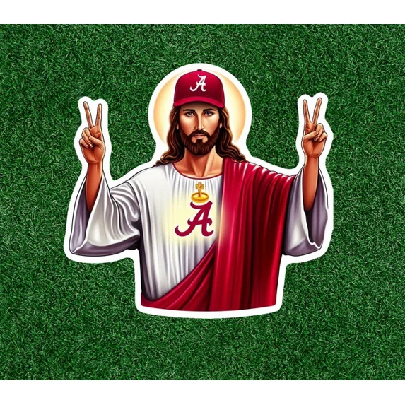 DOPASTICKER Jesus Is A 'Bama Fan Sticker Decal Phone Decal Water Bottle ...