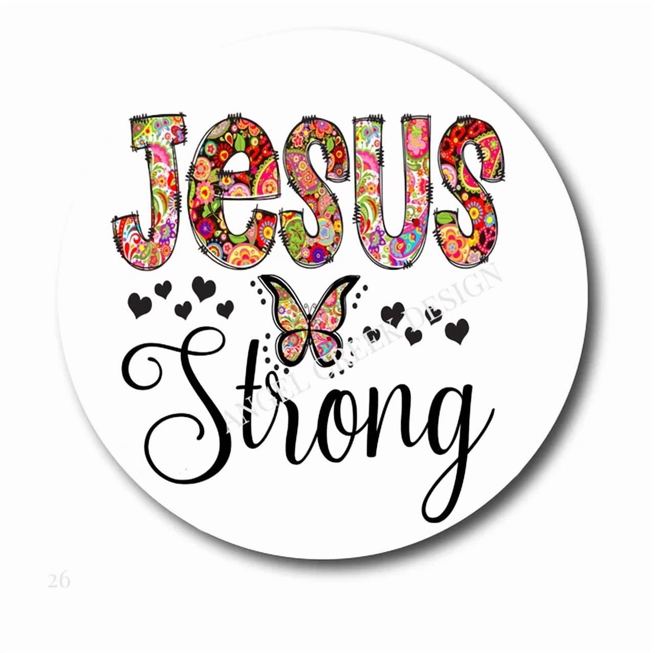 DOPASTICKER Jesus Strong Butterfly Scrapbook Stickers Religious ...