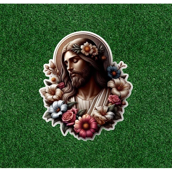 DOPASTICKER Jesus With Flowers Sticker Decal Phone Decal Water Bottle ...