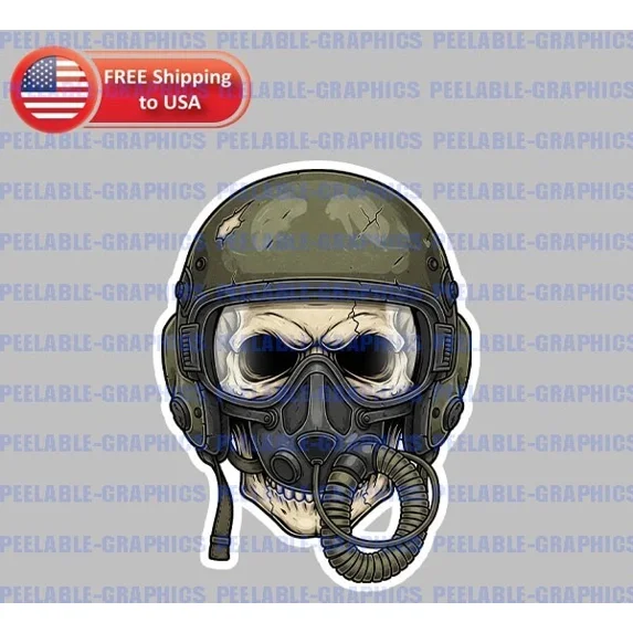DOPASTICKER Jet Fighter Pilot Tactical Skull Military Stickeroldier War ...