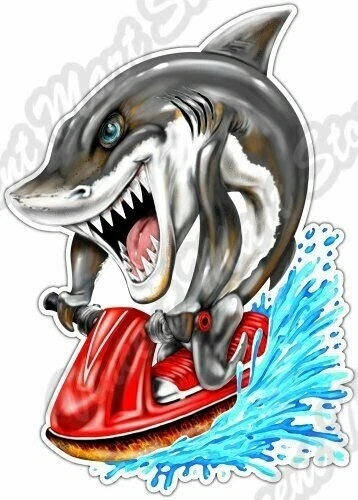 DOPASTICKER Jetski Shark Jet Ski Summer Vacation Car Window Sticker ...