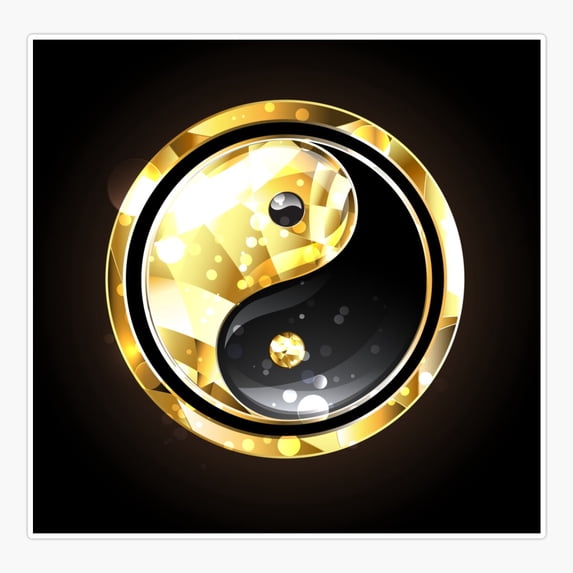DOPASTICKER Jewelry Yin Yang ( Gold Yin Yang ) Sticker, Phone Sticker ...
