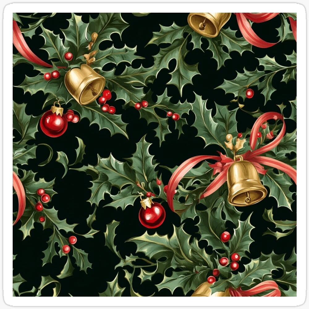 DOPASTICKER Jingling Bells And Holly Leaves Sticker Phone Decal Water ...