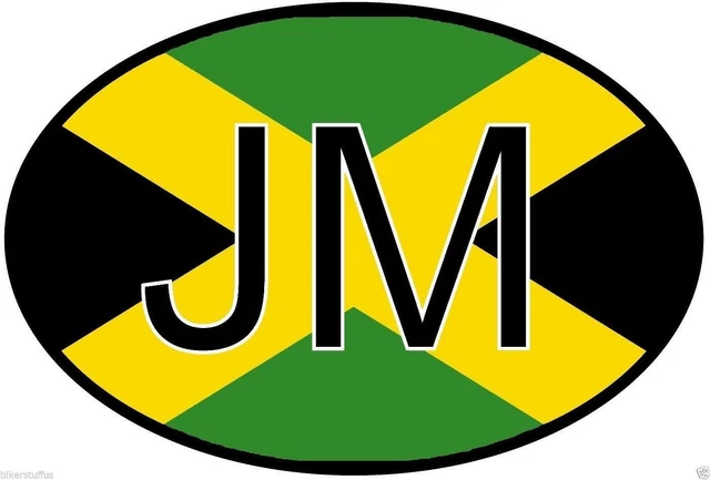 DOPASTICKER Jm Jamaica Country Code Oval With Flag Sticker Laptop ...