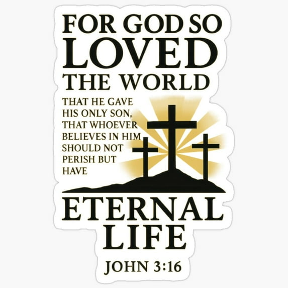 DOPASTICKER John 3:16 For God So Loved The World Bible Verse Design ...