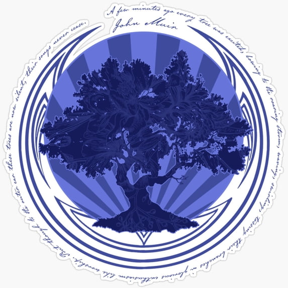 DOPASTICKER John Muir Tree, Blue Sticker Decorative Laptop, Phone ...