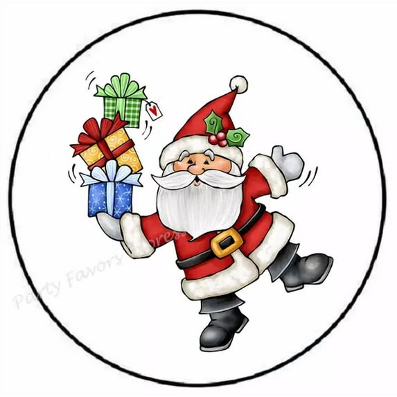 DOPASTICKER Jolly Man Balancing Presents Noel Stickers Favors Gift You ...