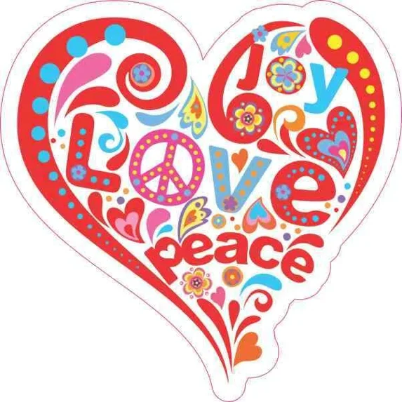 DOPASTICKER Joy Love Peace Heart Sticker Cup Tumbler Sticker Phone ...