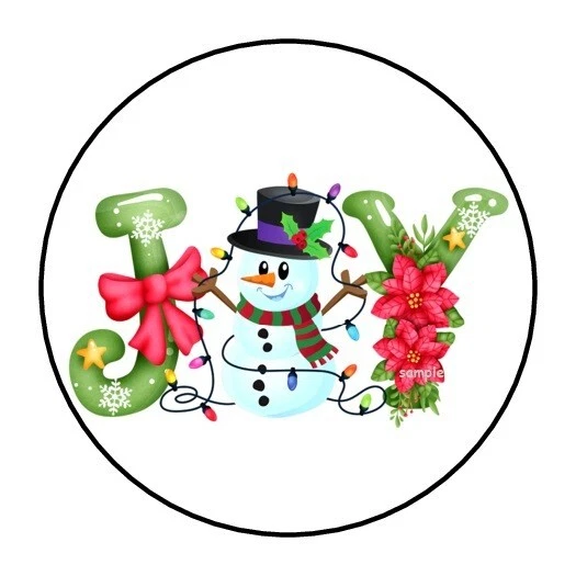 DOPASTICKER Joy Stickers Snowman Poinsettias Phone Decal Water Bottle ...