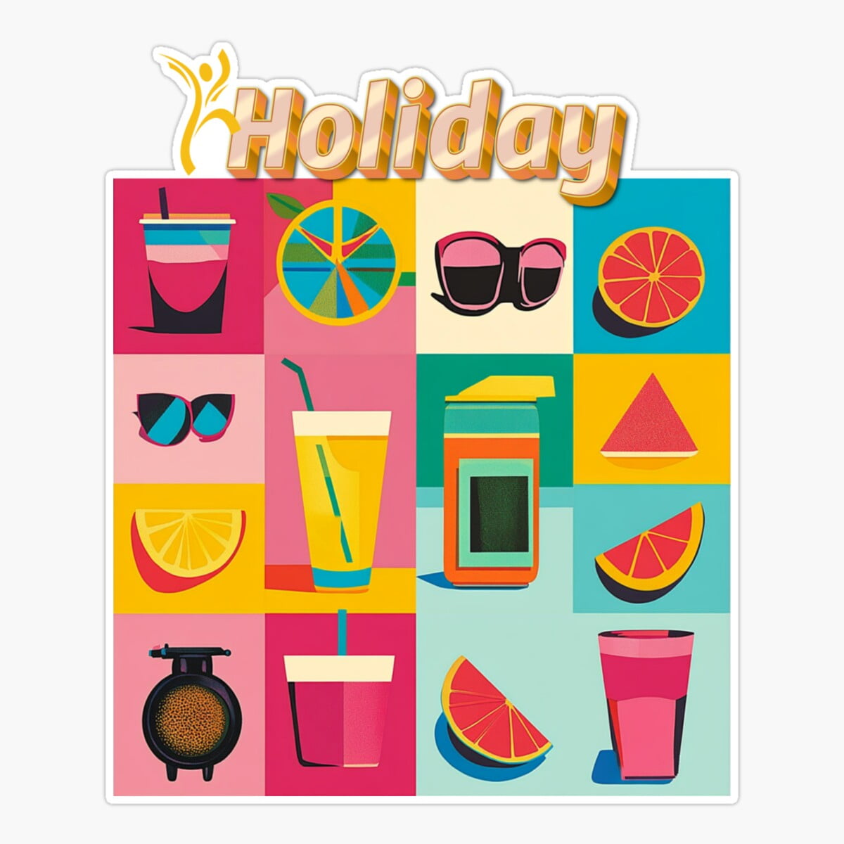 DOPASTICKER Joyful Festive Logo With Orange Drink Sticker, Phone ...
